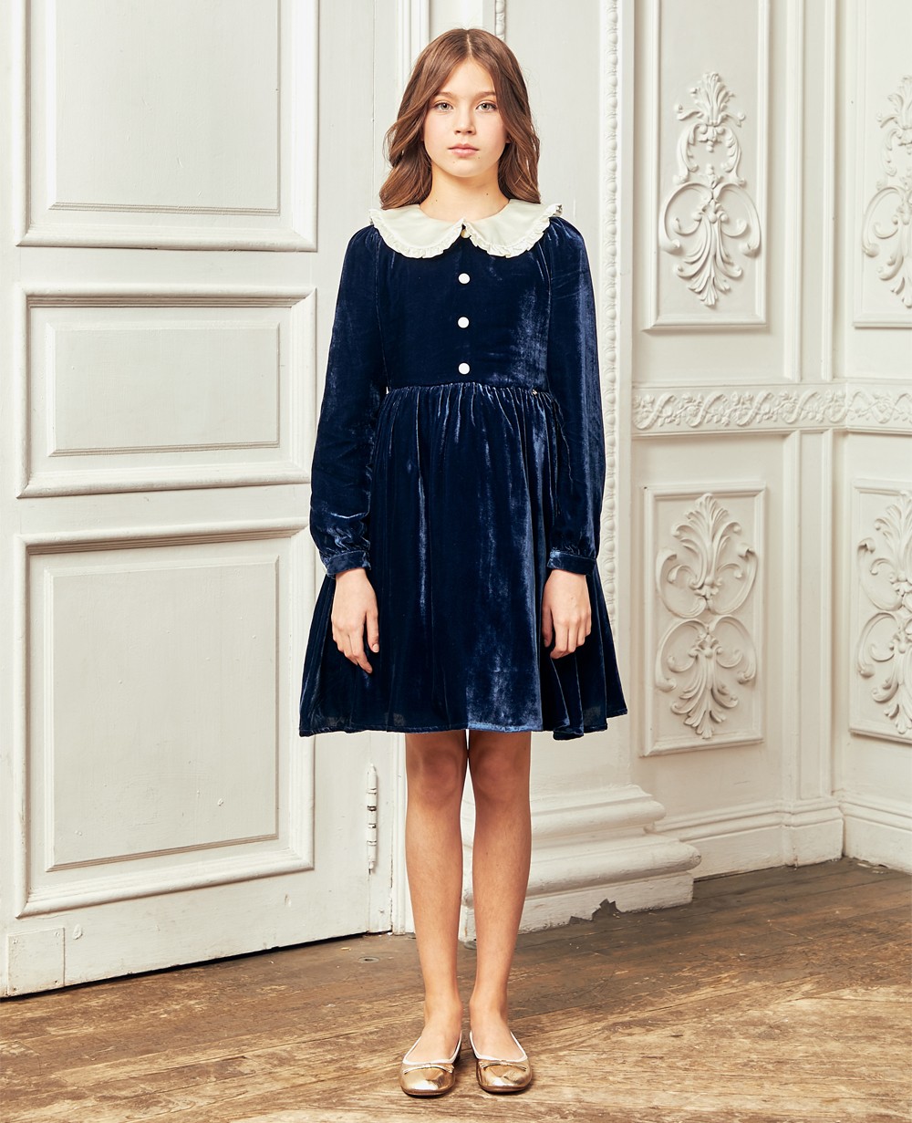 Navy Blue Velvet Dress