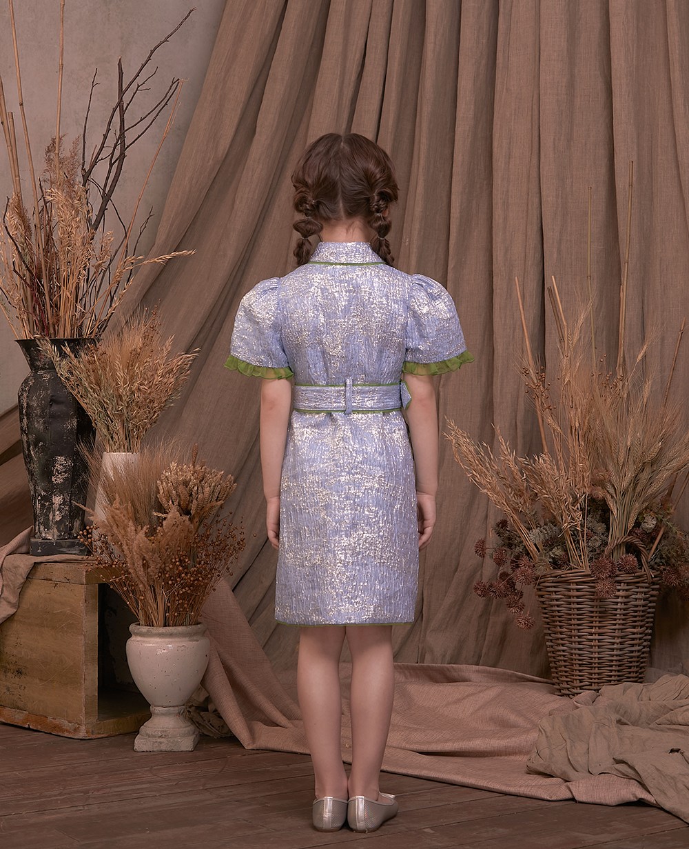 Baby Blue Brocade Dress