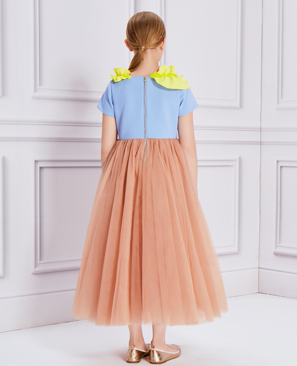 Yellow Leaf Pink Tulle Dress